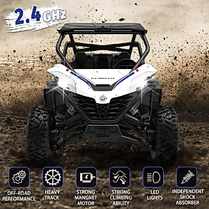 Remote Control Monster Truck 4WD Drift Car Off-Road UTV Vehicle RC Rock Crawler Truck All Terrain RC Car with 3 Speed 2 Powerful Battery Toy for Adults Kids Car Model Hobby