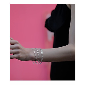 925 Sterling Silver Paperclip Chain Bracelet 4mm Silver Bracelet for Women Men Silver Bracelet 6.5-9 Inches (Silver 4mm, 7)