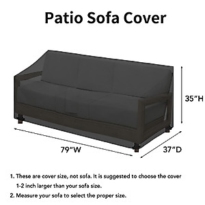 Easy-Going Waterproof Patio Sofa Cover UV Resistant 3 Seater Outdoor Sofa Cover Weatherproof Lawn Patio Furniture Cover with Tape Sealed Seam (79Wx37Dx35H inch, Black)