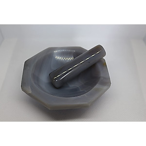LAB4US Agate Mortar and Pestles Set ID 80mm Natural Agate Grinder for Lab Grinding Polished Brazilian Agate Internal Diameter 80mm, External Diameter 100mm; Depth 24mm; Hardness 7-7.2(80mm)