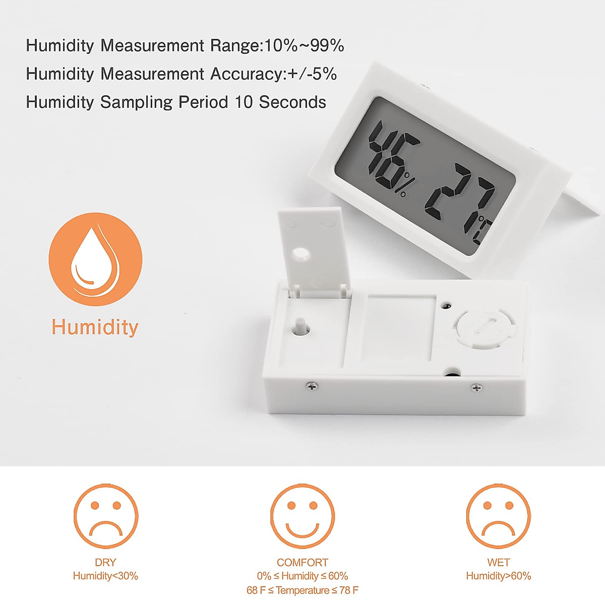 Monitor Digital Indoor Hygrometer with LCD Display Temperature Gauge Humidity Meter for Home or Greenhouse (Black+White, 4 Pack)