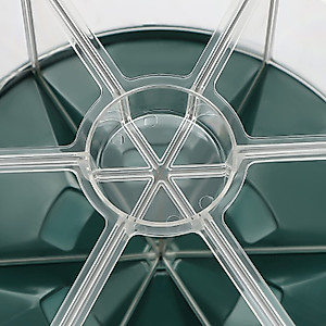 BANLICALI 6 Grid Rice Dispenser, 360° Rotating Dry Rice Dispenser PET PP Kitchen Grain Storage Container with Anti-slip Pads for Store Rice and Beans Green+Clear (Medium)