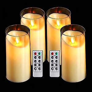DALANG Flickering Flameless LED Candles with Remote Control and Timer, Ideal for Halloween, Christmas,Partty and Home Decor,Gifts for Wife,Mother,Friend,Set of 4(White 3”Dx6“H)
