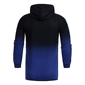 Men's Pullover Winter Workout Thenlian Mens Autumn Winter Packwork Print Sweatshirt Top Pants Sets Sport Suit Tracksuit(Blue, XXXL)