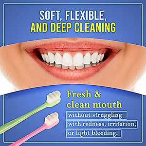 Med Care Extra Soft Bristle Toothbrush for Adults with Sensitive Gums, 4 Pack, Non-Slip ABS Ergonomic Handle with 20000 Bristle Protects Teeth and Gums and Removes Tartar, Bad Breath, and Plaque