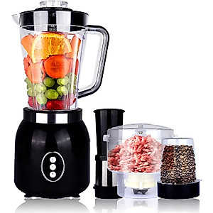 4 in 1 Food Processor Blender Combo for Kitchen 3 Cups 61oz Multi-functional Professional Countertop Blenders Soybean Milk Maker for Shakes and Smoothies Ice Crusher with filter 600W 1.8L