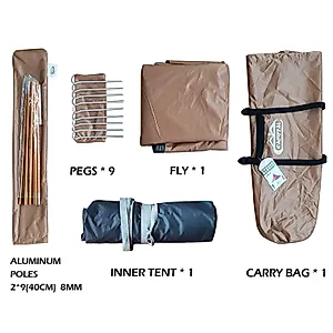 camppal 1 Person Tent Backpacking Tent for Camping Hiking Trekking Hunting Super Lightweight and Waterproof & Windproof 4 Season Mountain tent MT051 (Khaki)