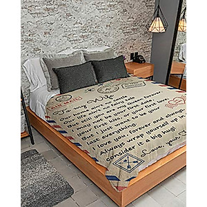 Blanket Personalized Love Mail Letter to Wife My Queen Forever from Husband- Fleece Blankets- Gifts for Wife Cozy Plush Fleece Blanket Size 60x80 inch On Christmas, Birthday, Holiday