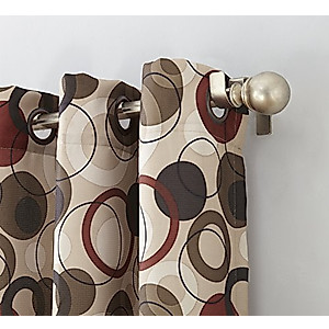 No. 918 Celestial Celestial Print Semi-Sheer Grommet Curtain Panel, 48" x 84", Paprika