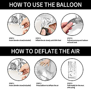 Happy Birthday Balloons Banner, 16 Inch Mylar Foil Balloon Letters Birthday Sign Banner, Reusable Silver Birthday Balloons Kit Birthday Decorations For Kids Adults Birthday Party Favor Supplies