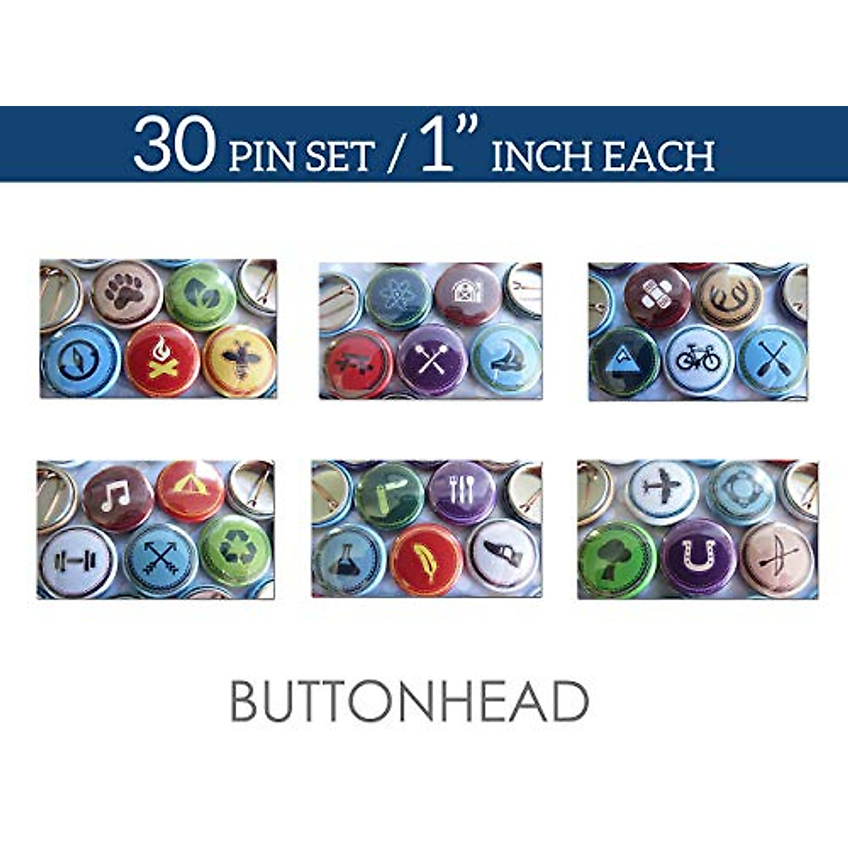 Scout Badges, Merit Badges Pins - Outdoor Nature Camp Badges Pins - Set of 10 or 30