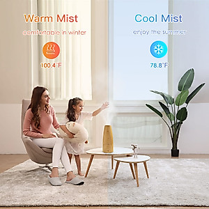 Cool Mist Humidifier,Elecameier Warm and Cool Mist Humidifier for Home/Bedroom with Remote Control Smart Air Humidifier for Desk/Office/Baby Bedroom 25dB Whisper Quiet with Auto Shut off light wood