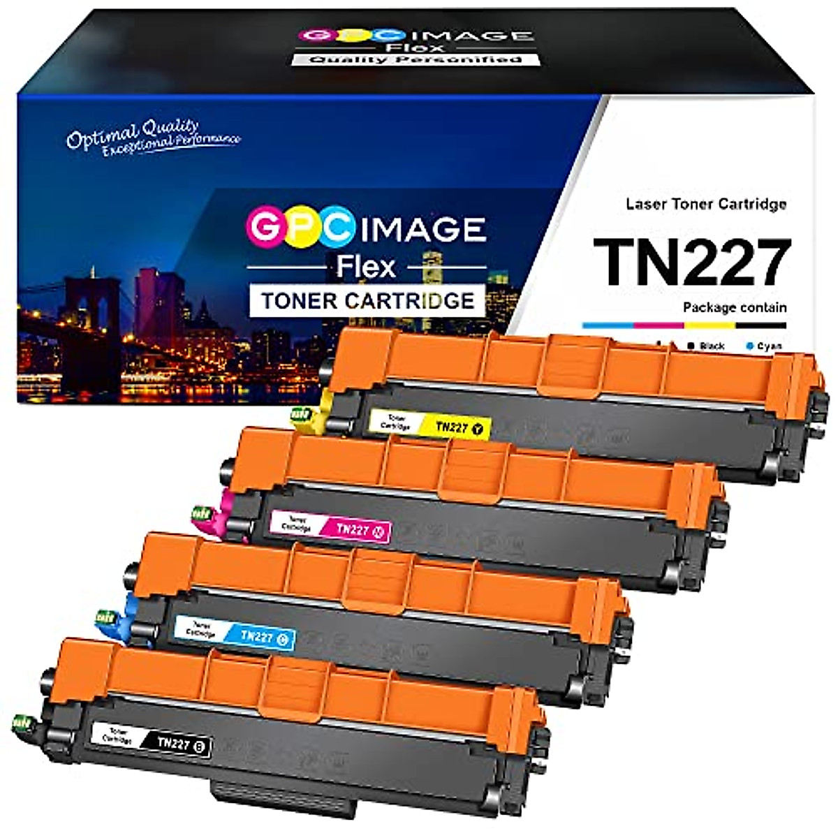 GPC Image Flex Compatible TN227 Toner Cartridge Replacement for Brother TN227 TN 227 TN223 Compatible with Brother HL-L3270CDW MFC-L3750CDW MFC-L3710CW MFC-L3770CDW HL-L3210CW HL-L3290CDW（4 Pack）