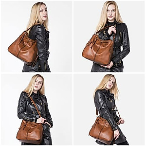 Hobo Handbags for Woman Crossbody Large Bag for Ladies Shoulder Vegan Fashion Leather Tote (Style2-Claret)