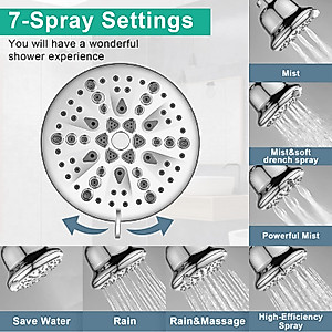 Cobbe High Pressure Shower Head with 7 Spray Modes and Filters - Removes Chlorine and Harmful Substances from Hard Water (Chrome)