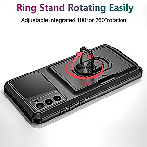 Vofolen Case for Galaxy S20 FE 5G Wallet Credit Card Holder ID Slot Sliding Door Hidden Pocket with 360°Swivel Kickstand 3 in 1 Hybrid Bumper Rugged Phone Case for Samsung Galaxy S20 FE Case Black