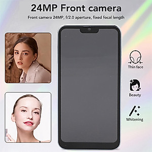 Yunseity I14 Promax Unlocked Cell Phone,6.6in HD Screen 3G Unlocked Smartphone for Android 10,4GB 64GB ROM,Dual SIM Cell Phone 2.4G ,5000mAh Battery,24MP 32MP Camera (White)