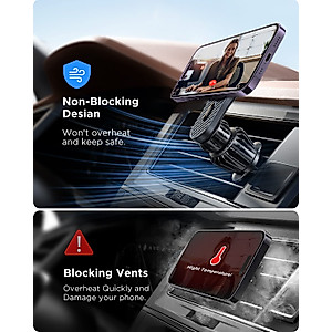 JOYROOM Fits for MagSafe Car Mount, [20 Strong Magnets] Magnetic Car Phone Holder Mount, [Easily Install&Never Blocking Vent] Magnetic Phone Mount for Car for iPhone 15 Pro Plus 14 13 12 MagSafe Case