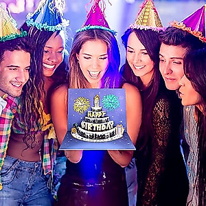 OLOSONG 3D Pop-Up Birthday Card with Music and Fireworks, Lavender, Unisex-Adults
