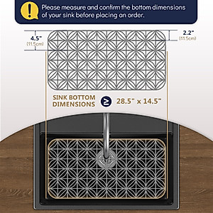 Sink Protectors for Kitchen Sink, 28.3"x 14.3" Large Non-slip Silicone Sink Mat, Heat Resistant Sink Matt Grid Cuttable Drain Openings, Sink Protectors for Stainless Steel Bottom of Kitchen Sink