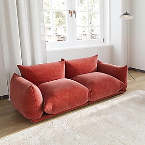 JACH Mid-Century Modern Comfy Loveseat Sofa, Chenille Couch Deep Love Seat Couches with Thick Cushion, 77" Plush Sofas Furniture for Small Spaces Living Room Bedroom Office Apartment, Red