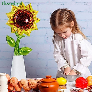 10pcs 36inch Sunflower Foil Balloons, Large Sunflower Giant Balloons for Sunflower Theme Birthday Baby Shower Decorations Wedding Birthday Party Decoration