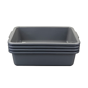 Callyne 4-Pack 32 L Plastic Commercial Bus Box, Large Bus Tubs, Gray