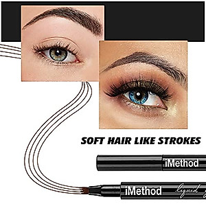 iMethod Eyebrow Pen - iMethod Eye Brown Makeup, Eyebrow Pencil with a Micro-Fork Tip Applicator Creates Natural Looking Brows Effortlessly and Stays on All Day, Light Brown