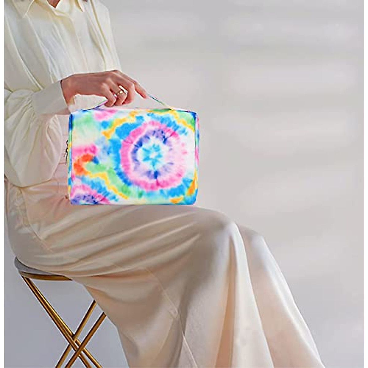 Bluboon Toiletry Bag Travel Makeup Bag Portable Cosmetic Bag Organizer for Women and Girls (Tie Dye Blue)