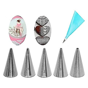 GOOTRADES 7 Pcs-Set Cake Decorating Tips (5 Writing Tube,1 Coupler,1 Silicone Pastry Bag)