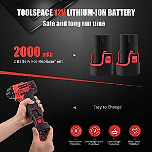 TOOLSPACE 12V Cordless Buffer Polisher, 3" Mini Car Detailing Buffer & Sander Machine Kit with 2 Li-Ion Batteries, 46pcs Variable Speed Trigger for Auto/DIY Polishing/Sanding/Waxing