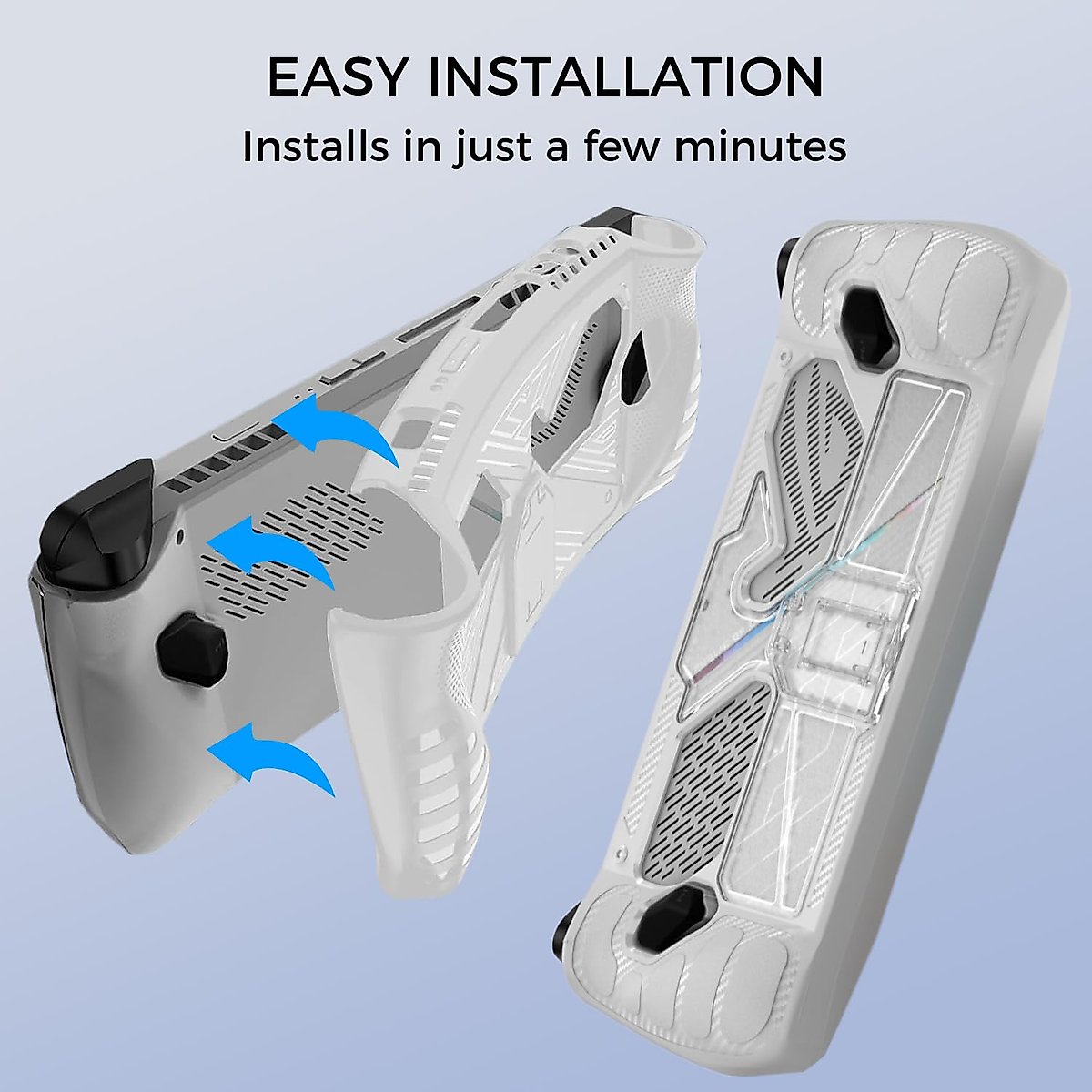 Sonicgrace Protective Case Compatible with ASUS Rog Ally 2023, TPU Full Body Protector Case Cover with Kickstand, Non-Slip Handheld Game Console Skin with Stand for Rog Ally Accessories, White