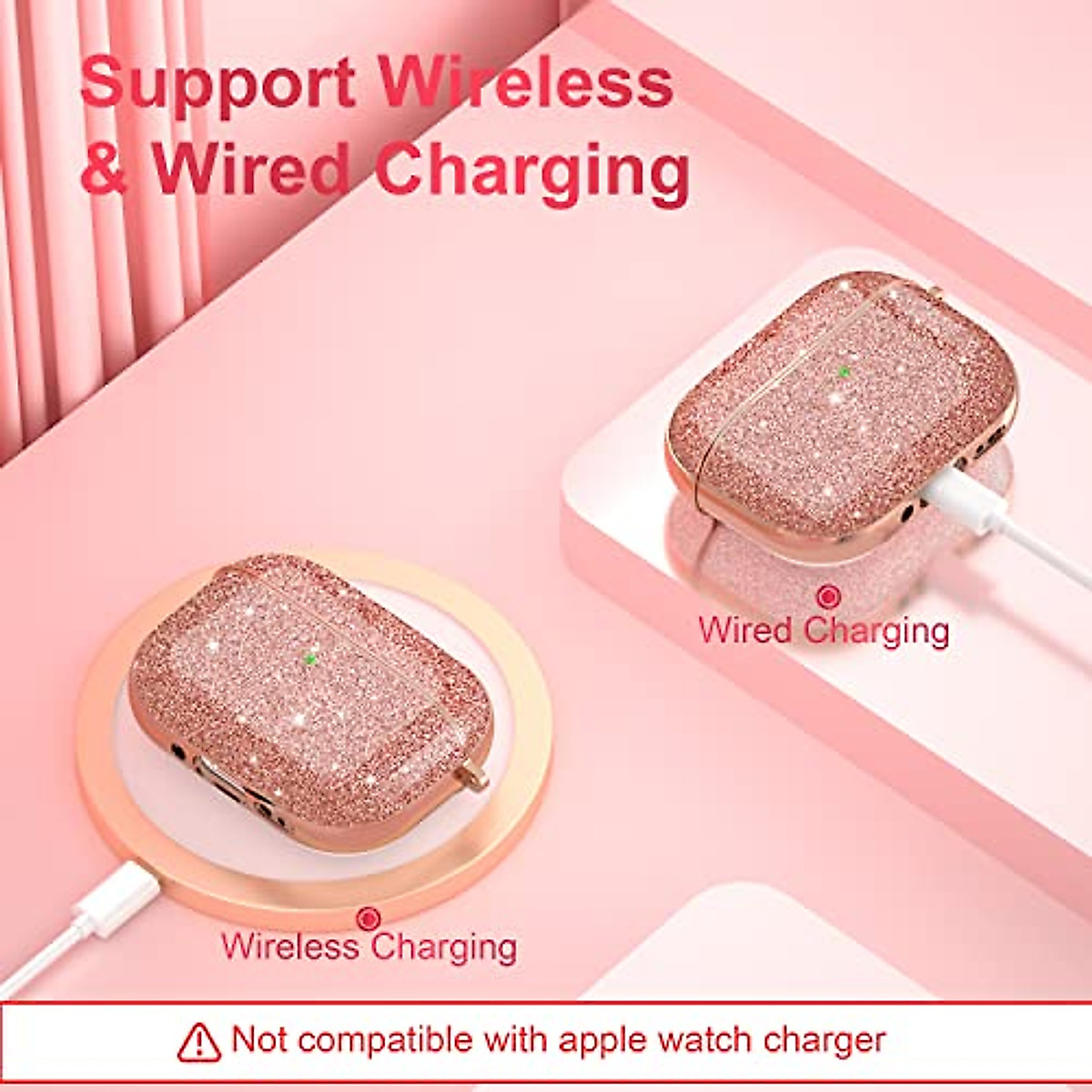 2 Pack Aiiko Airpods Pro 2 Case(2022) + Airpod Pro Case(2019) with Keychain