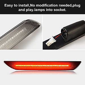 LDETXY LED Rear Side Marker Lights for Ford Mustang 2015-up, LED Smoked Back Side Marker Lights Rear Bumper Lights Reflectors Assembly for 2015+ Ford Mustang Accessories - Rear 2PCS