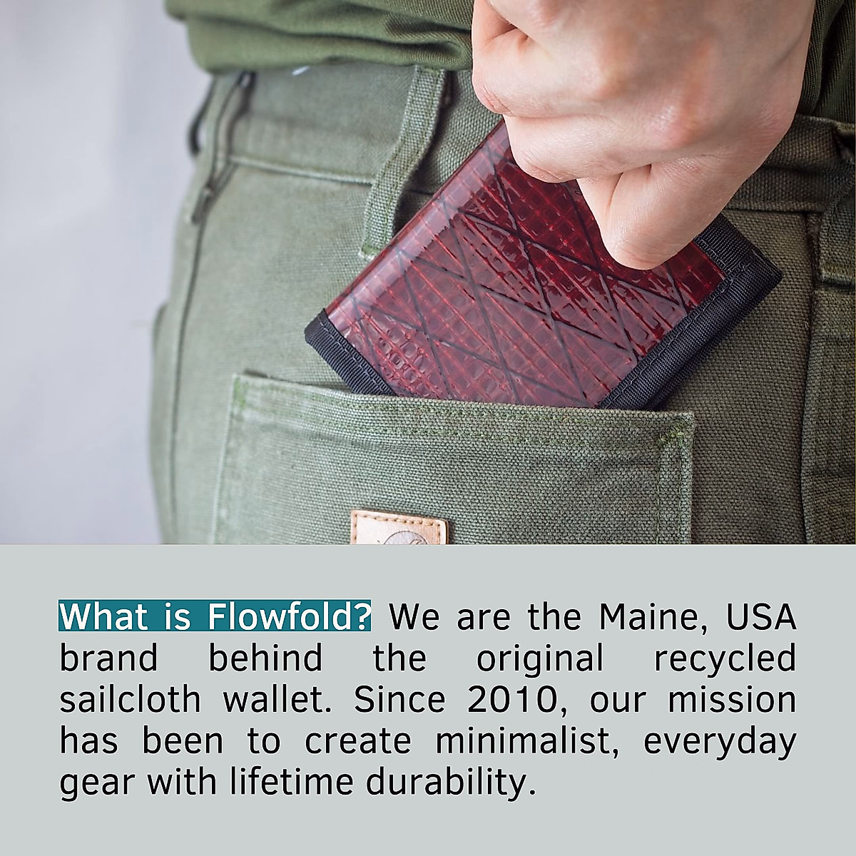 Flowfold Recycled Sailcloth Wallets - Vanguard Bifold Wallet, Front Pocket Wallet, Slim Minimalist Wallets Made in USA (Black Sailcloth)