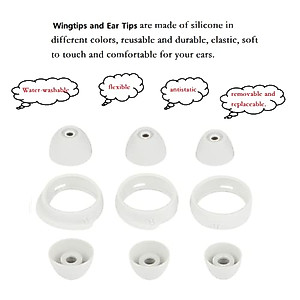 CYADCI Earbud Tips 3 Pairs Replacement Wingtips and Ear Tips Galaxy Buds Replacement Eartips Silicone Earbud Tips Set Compatible with Samsung Galaxy Buds SM-R170 & Galaxy Buds SM-R175 Earphones，Silver