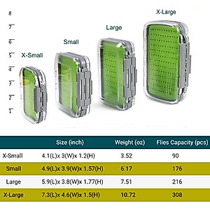 Maxcatch Fly Box Double Sided Waterproof Fly Fishing Boxes For Flies Jig Fly Storage Box with Easy Grip Foam (Silicone Insert, X-Large-7.3''x 4.6''x 1.5'')