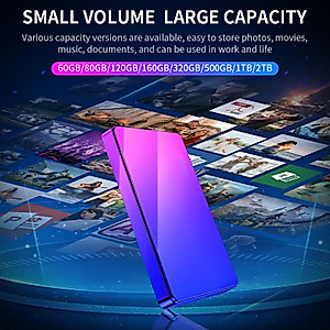 Portable External Hard Drive 500GB 1TB 2TB 4TB 2.5 inch UASP External Mobile Data Storage Hard Disk USB 3.0 Ultra Slim Aluminum HDD Backup for PC/Desktop/Laptop/TV/Mac/MacBook/Windows,Black,1TB