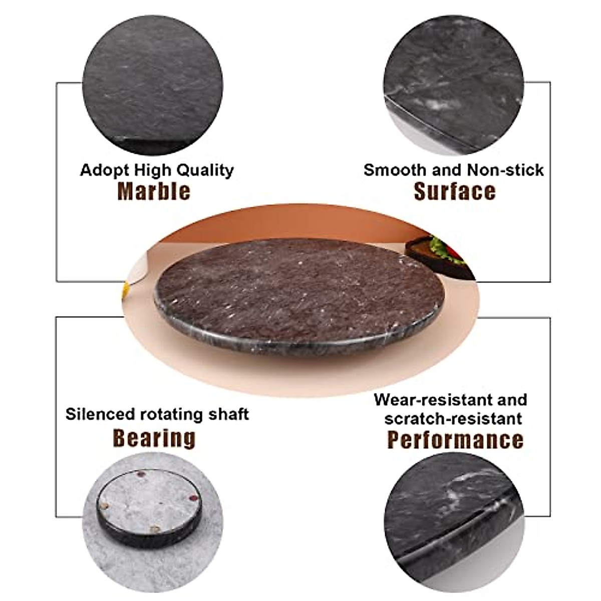 Olelo 12 Inch Marble Lazy Susan Cake Turntable Heavy Duty Marble Rotating Cake Stand for Cake Cupcake and Decorating Supplies