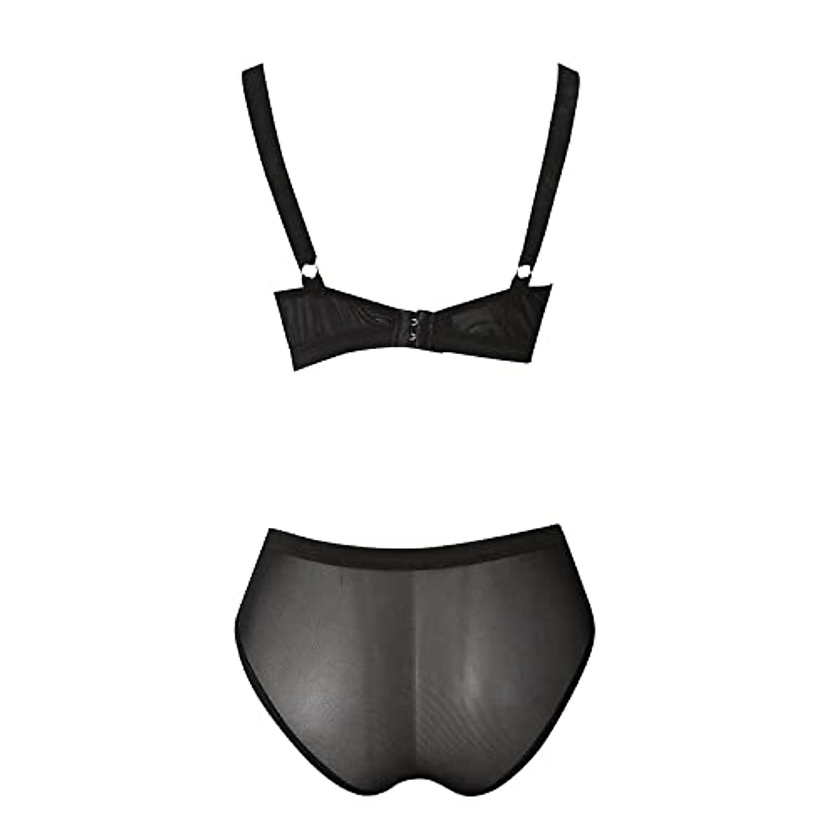 HUANKD Women's Lingerie Sexy, Sexy Naughty Underwear Lace Teddy Lingerie for Women, Women's Fashion Strapstwo-Piece Suit Solid Color Wireless Bra Underwear Panties Lengerie Plus Size (L, Black-1)