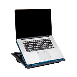 Mind Reader Lap Desk Laptop Stand, Bed Tray, Collapsible, Cushion, Portable, Dorm, Plastic, 14.75" L x 11" W x 7.3" H, Blue