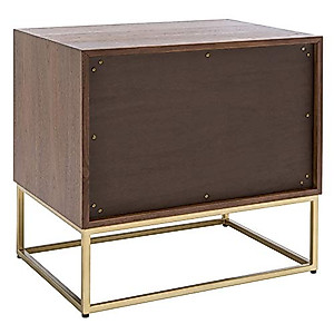 Safavieh Couture Home Collection Adelyn 2-Drawer Nightstand, Walnut/Gold