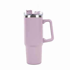 Envie 30 oz Tumbler Mug with Lid and Straw, Reusable Insulated Mug with Handle, Stainless Steel Tumbler for Iced & Hot Beverages, Lavender