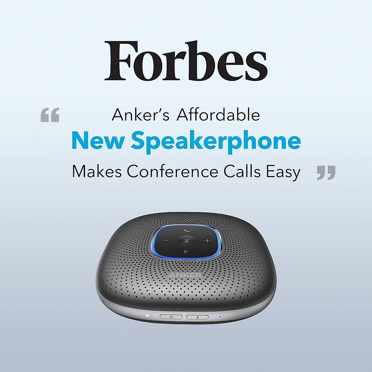 Anker PowerConf Bluetooth Speakerphone with 6 Microphones, Enhanced Voice Pickup, 24H Call Time, Bluetooth 5, USB C, Bluetooth Conference Speaker Compatible with Leading Platforms(Renewed)