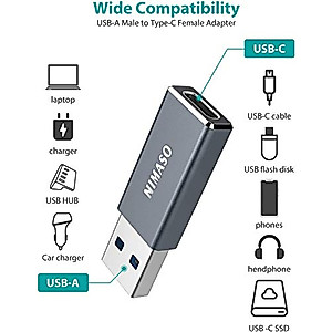 NIMASO USB C Female to USB Male Adapter 5Gbps, Type C to USB A Charger Cable Adapter,Fast Charging Converter Compatible with Power Bank,Laptops,Chargers,Samsung S20 S20+ Note 10,Google Pixel.