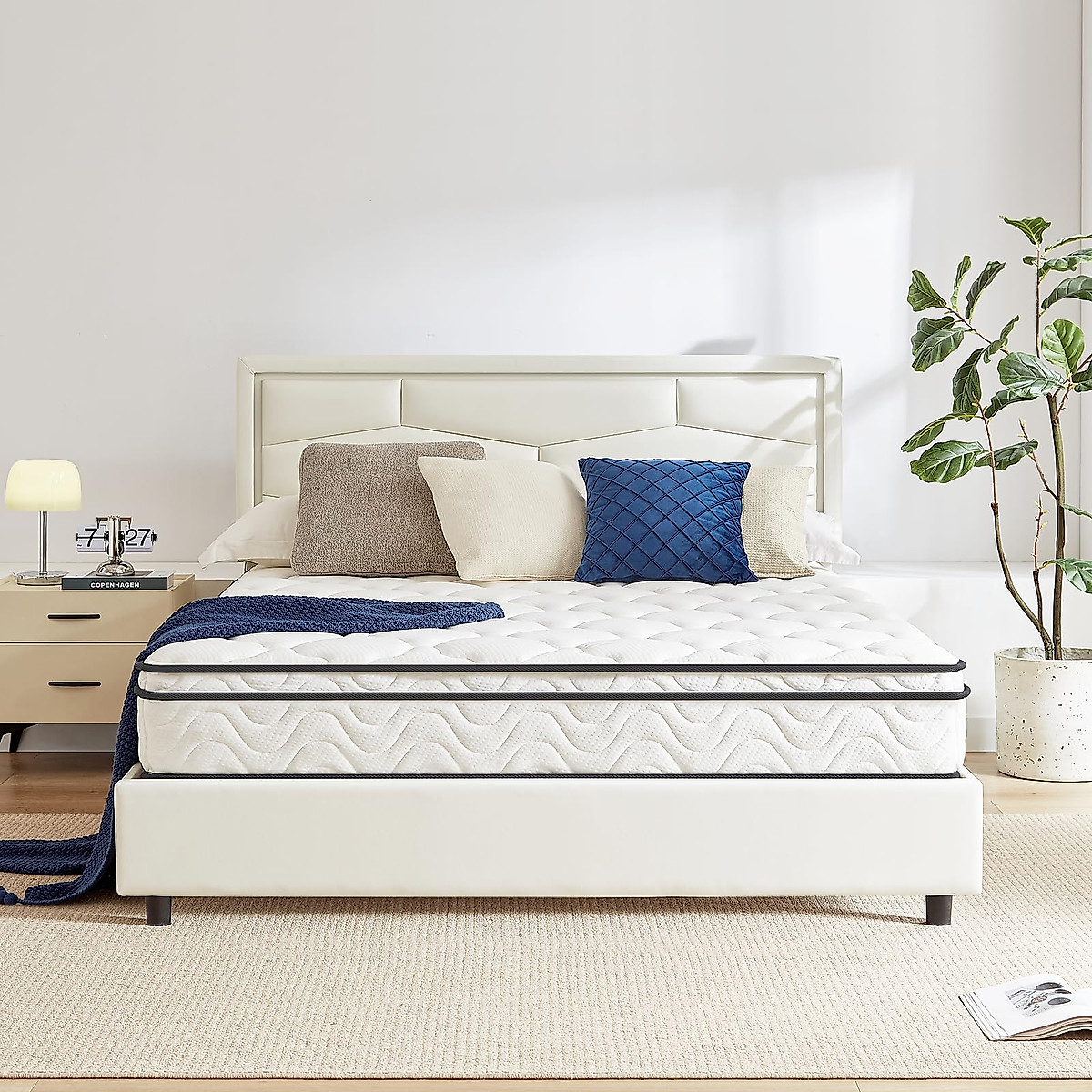 ONBRILL Twin Size Mattress, 10 Inch Hybrid Mattress with Gel Memory Foam,Non-Fiberglass, Medium Firm Soft and Comfort White Mattress,CertiPUR-US