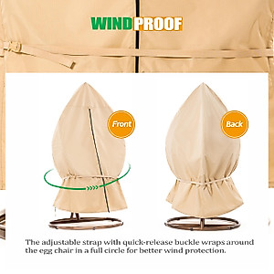 F&J Outdoors Patio Egg Chair Cover Rip-Stop Heavy Duty Waterproof Chair Covers, Beige, 45" Wx70 H