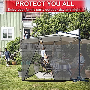 Patio Umbrella Netting, 7-10 FT Outdoor Umbrellas Screen Ultra-Large Umbrella Netting, Umbrella Hanging Tent, Patio Netting, Accommodate Up to 9 People Equipped with Double Zippers and Water Pipe