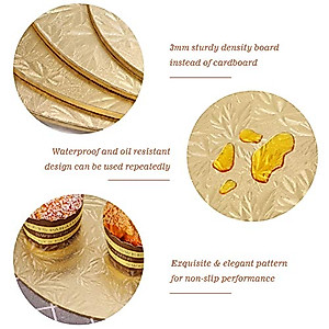 Hemoton 4Pcs Reusable Thicker Cake Boards with Embossed Foil Wrapping and 3 Scrapers for Cake Decoration Wedding Birthday Party 12" 10" 8" 6" (Gold)