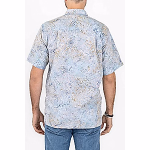 Pete Huntington New Mens Short Sleeve Batik 100% Cotton Hawaiian Shirt Classic Fit Stone Island PH739 2X-Large